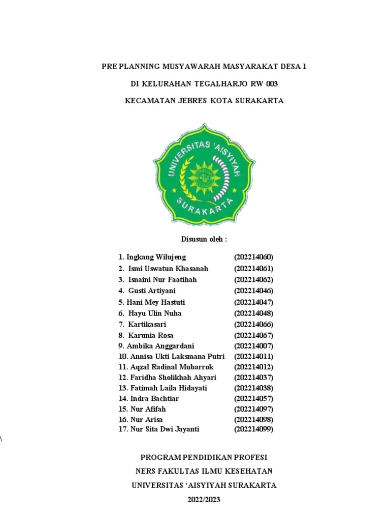 Laporan MMD 1 RW 03 Tegalharjo | PDF