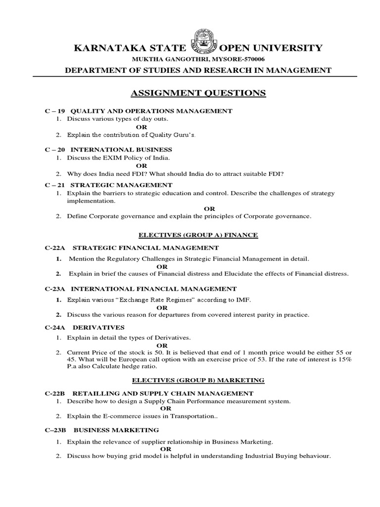 4th Sem Assignment Questions PDF | PDF