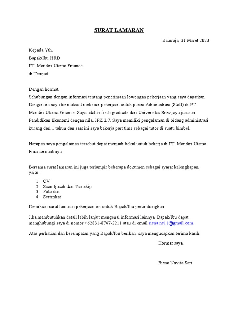 Admin Sales - Risna Novita Sari | PDF