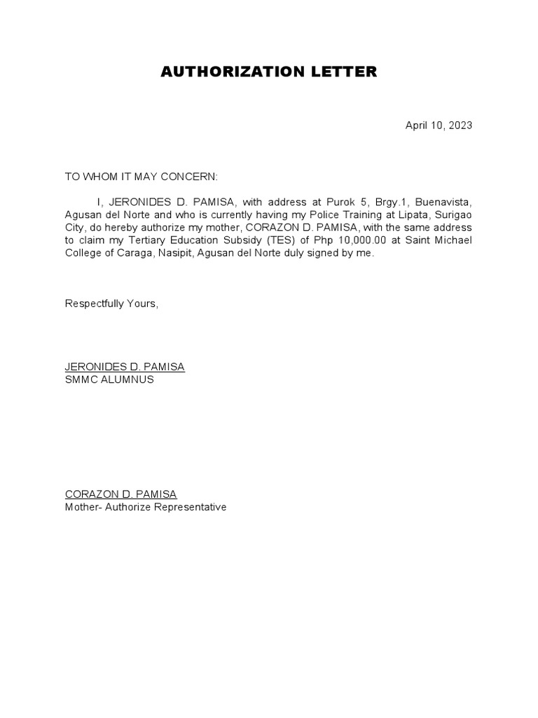 Authorization Letter | PDF