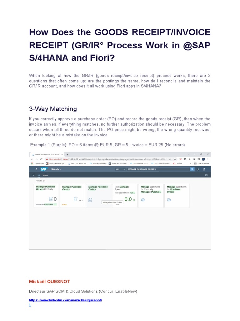 GU - SAP S4 HANA - How Does The GR - IR Process Work in S - 4HANA and ...