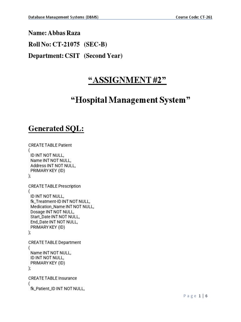 CT-21075 - DBMS - Assignment #2 PDF | PDF