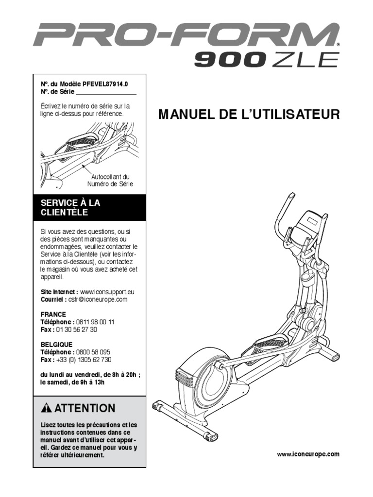 Manuel Elliptique Proform 900 ZLE PDF | PDF