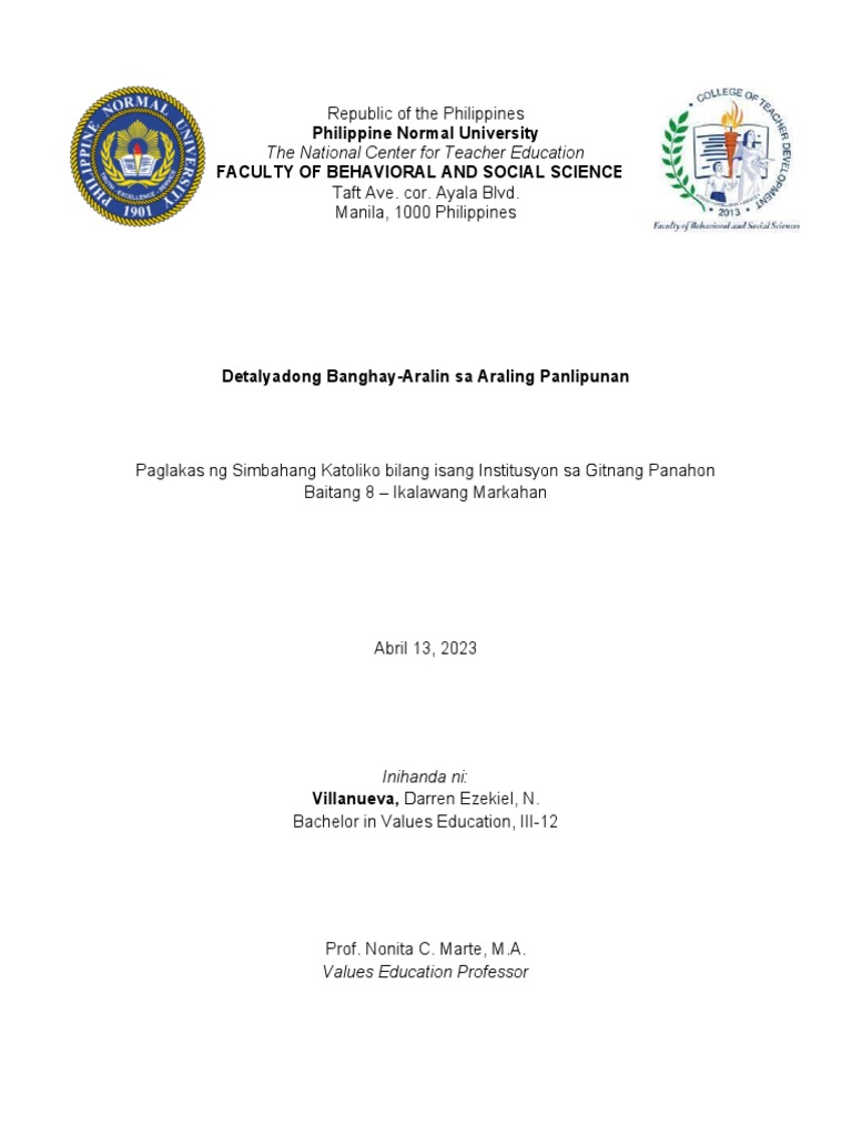 Villanueva Final Demo Teaching Lesson Plan Bve Iii-12 Araling ...