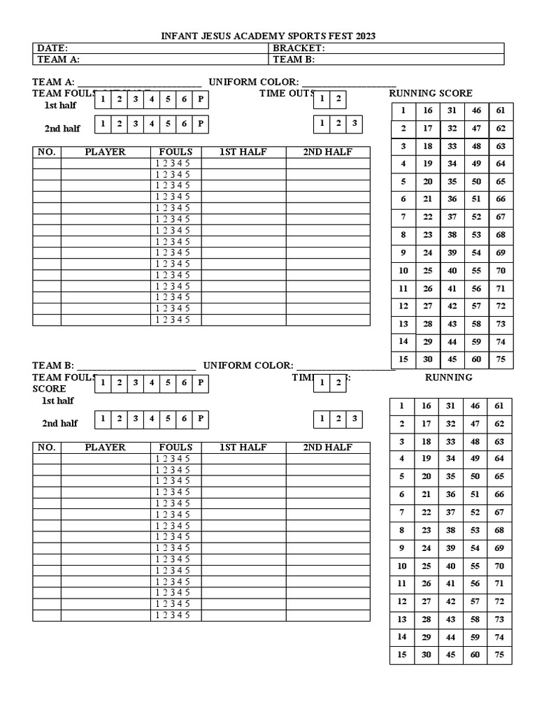 Basketball Scoresheet | PDF