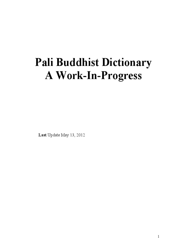 Pali Buddhist Dictionary A Work-In-Progress (PDFDrive) | PDF