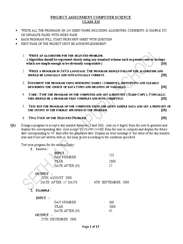 Project Assignment Computer Science - Final - 2013 - Vijay | PDF ...