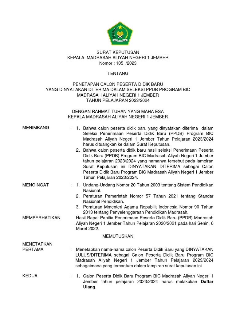 SK Lulus Prog. BIC 2023 | PDF