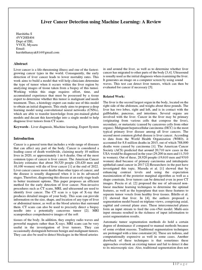 Harshitha (Liver Cancer Detection) | PDF