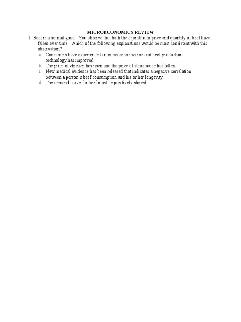 MICROECONOMICS REVIEW | PDF