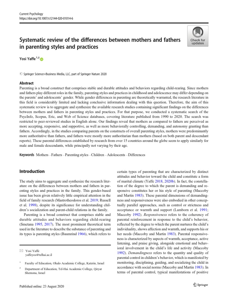 Systematic Review of The Differences Between Mothers and Fathers in Parenting Styles and ...