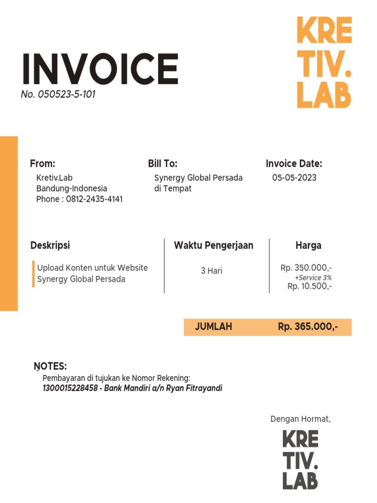 Invoice - SGP (Upload Konten) PDF | PDF
