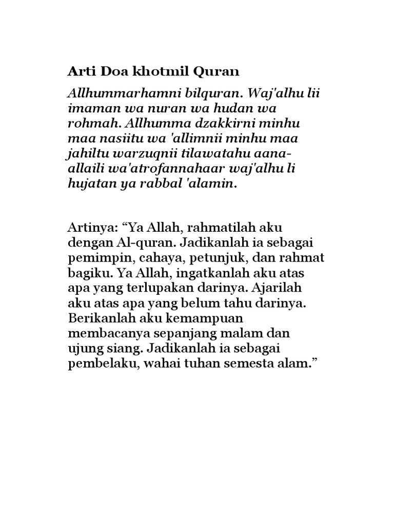 Arti Doa Khotmil Quran | PDF