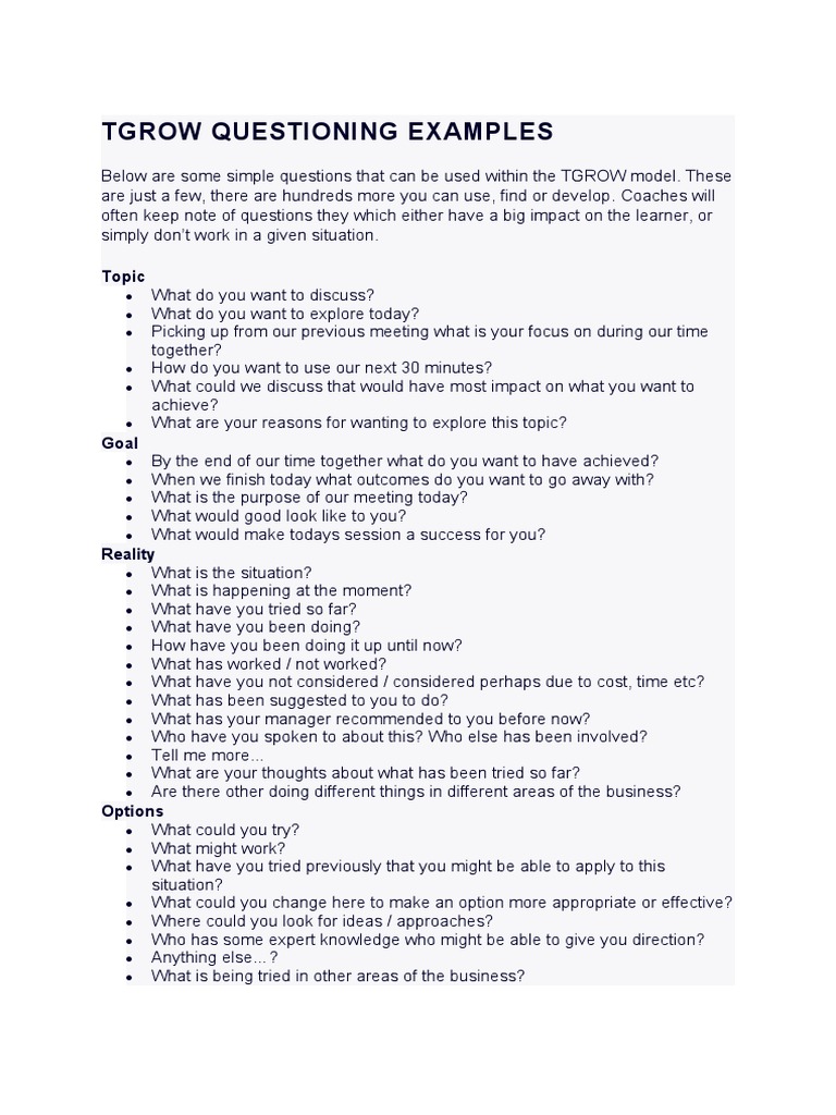 Tgrow Questioning Examples | PDF