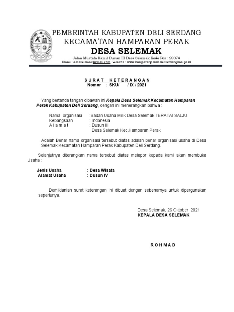 Surat Izin Usaha Bumdes | PDF