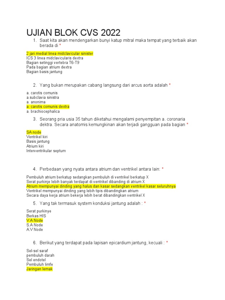Uji Coba UJIAN BLOK CVS 2022 | PDF