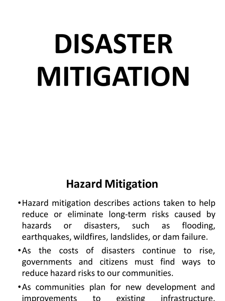 Lecture 10 Disaster Mitigation PDF | PDF | Emergency Management | Hazards