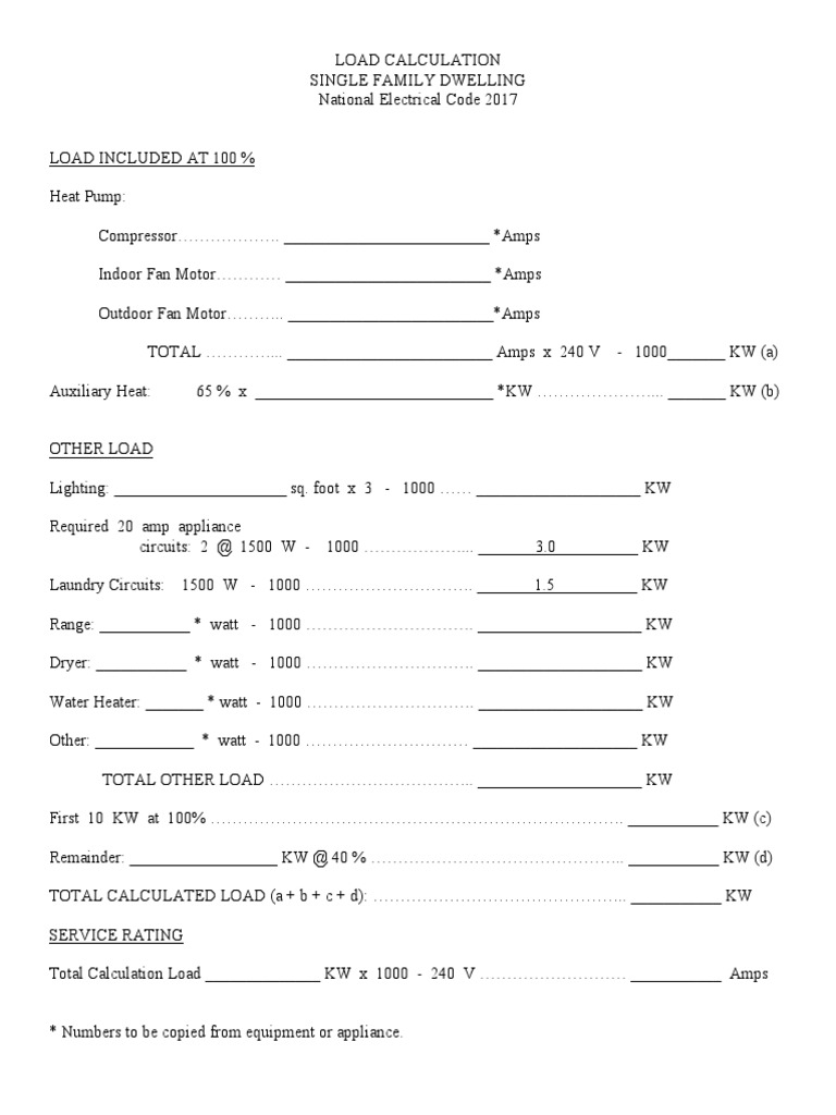Load Calculation Form | PDF Load Calculation Form | PDF