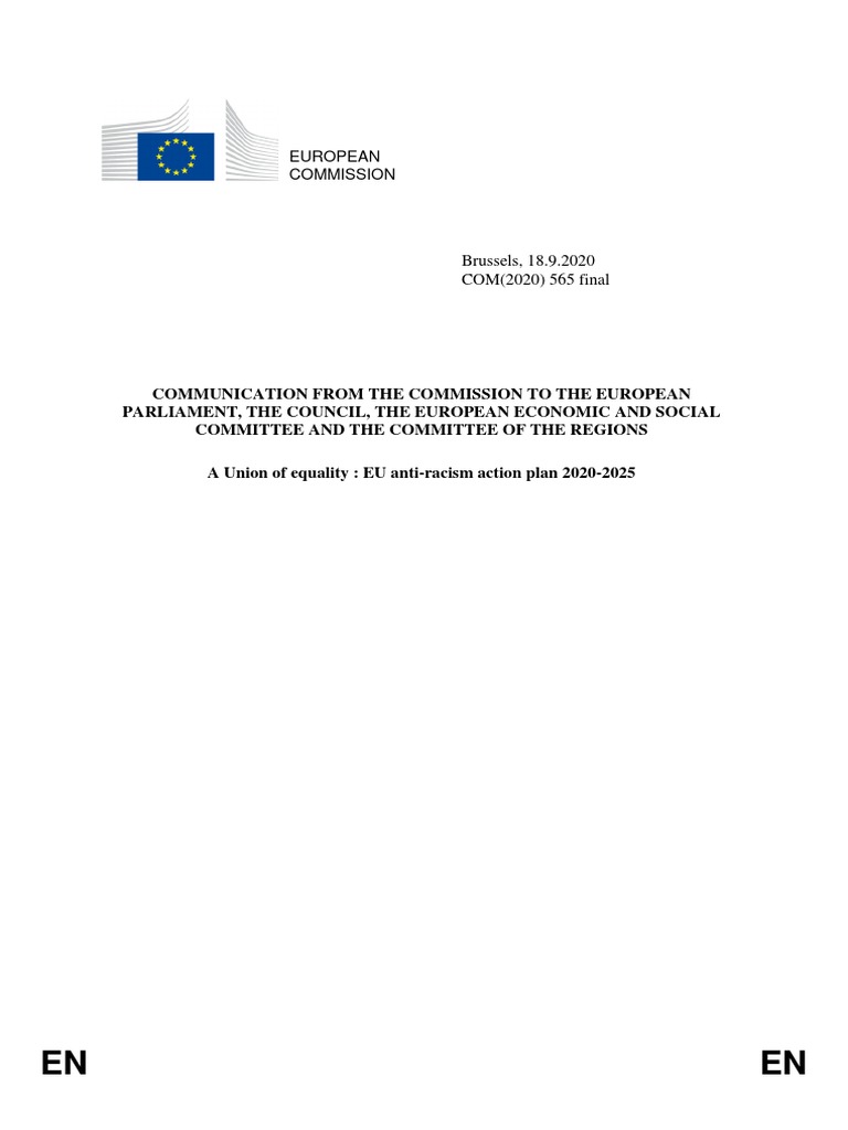A Union of Equality Eu Action Plan Against Racism 2020 - 2025 en PDF | PDF