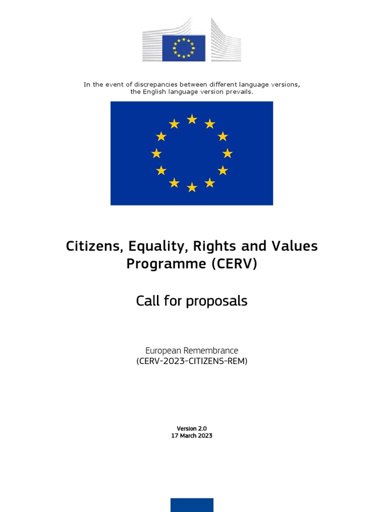 Call Fiche - Cerv 2023 Citizens Rem - en PDF | PDF | European Union ...