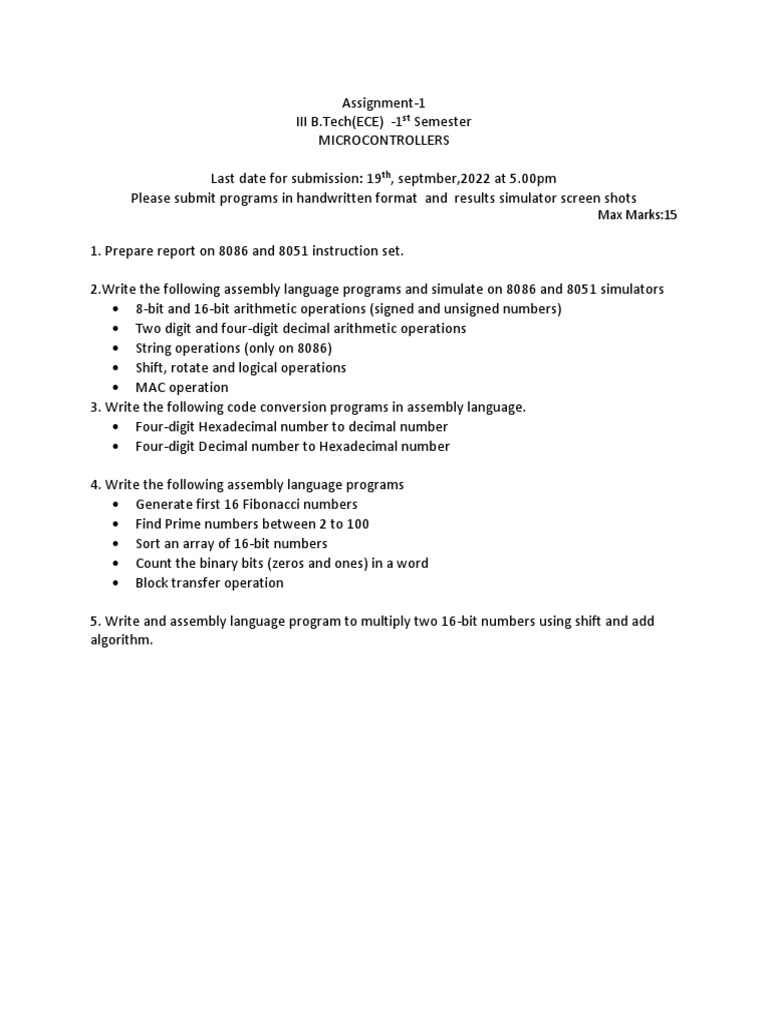Microcontroller Assignment PDF | PDF