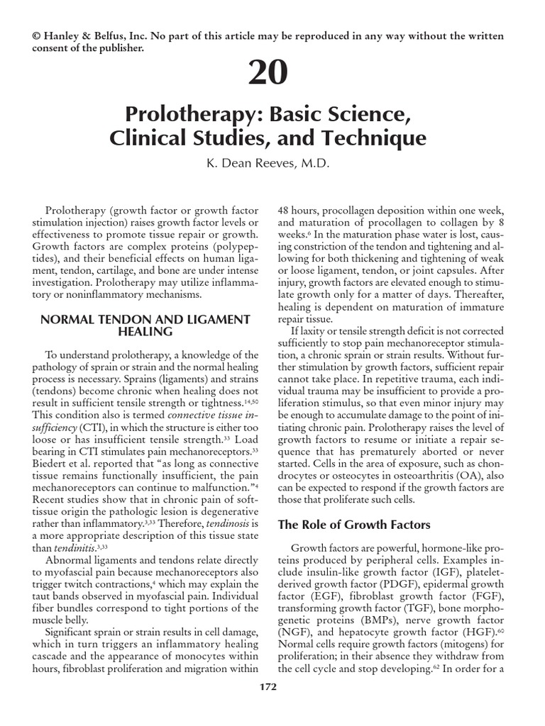 Prolotherapy Technique Clincal Science1 PDF | PDF