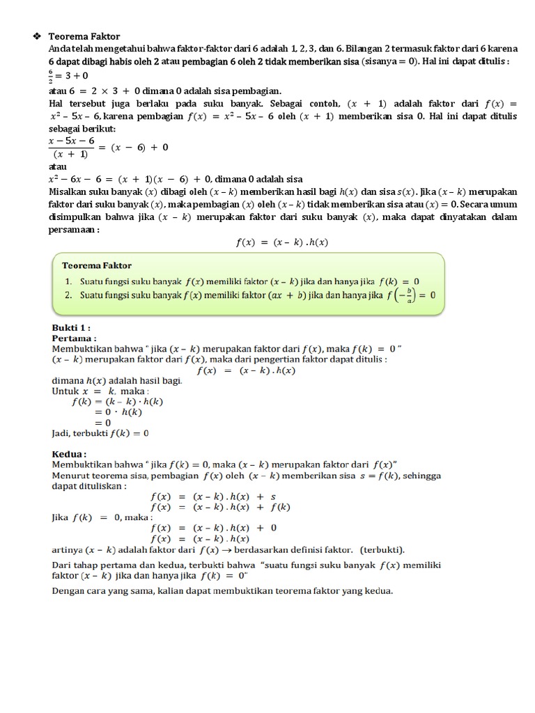 Materi Teorema Faktor | PDF
