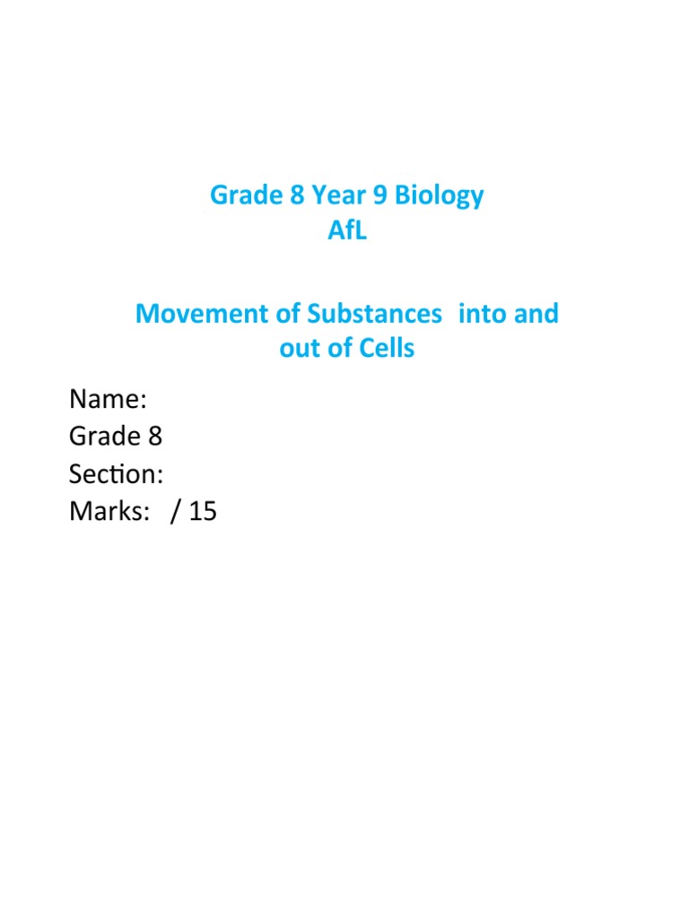 AFL-Term2-Biology-Grade 8 | PDF