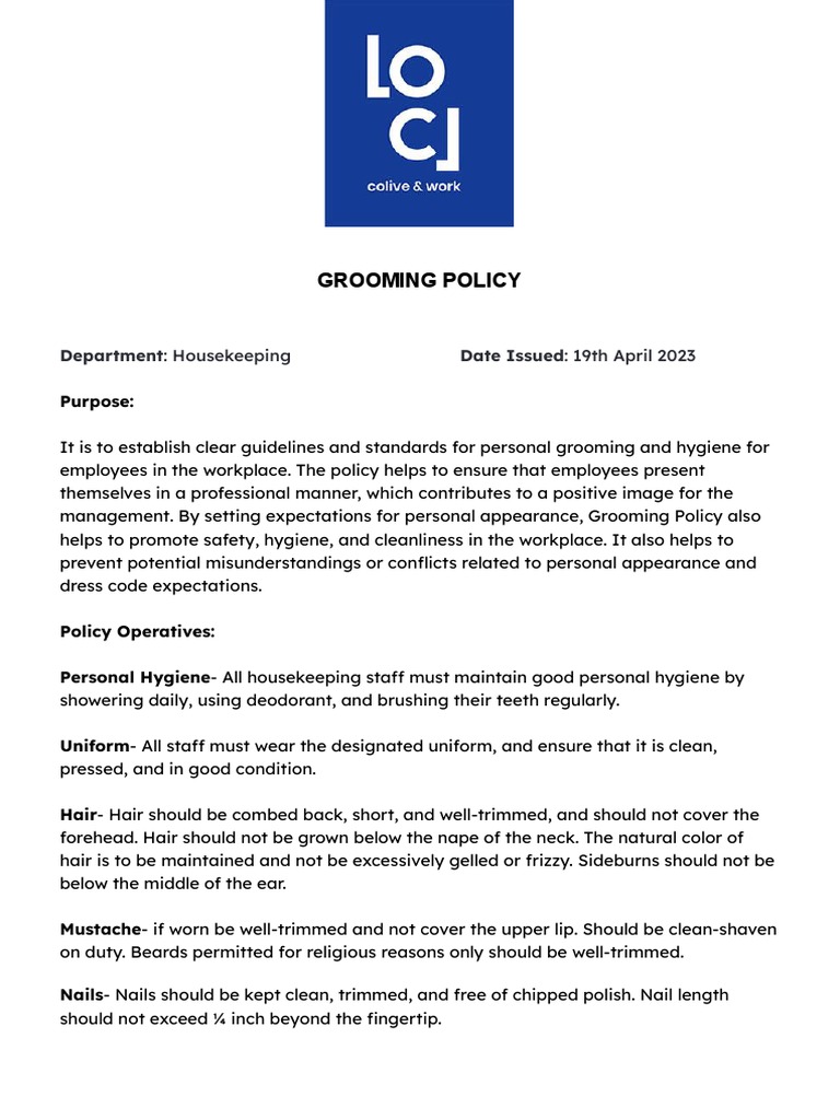 Grooming Policy | PDF