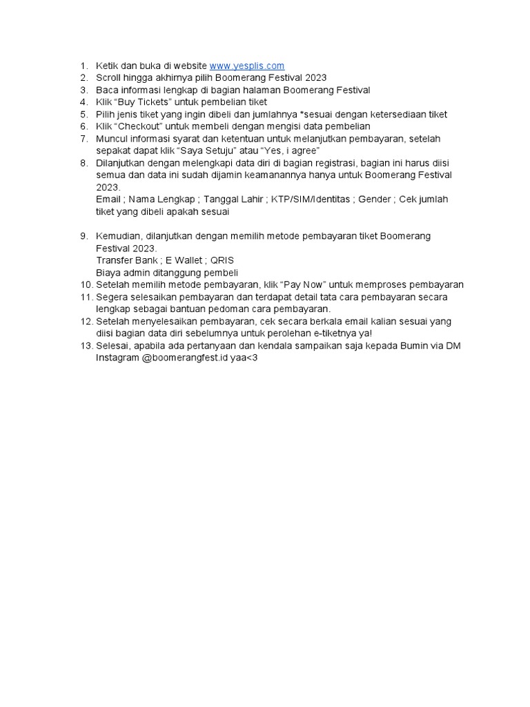 Tutorial Pembelian Tiket Di Yesplis-2 | PDF