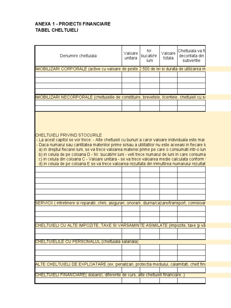 Anexa 1 - Proiectii Financiare | PDF