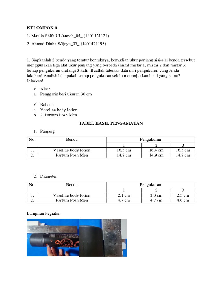 Tabel Hasil Pengamatan Pengukuran Kel 6 - LAB - IPA | PDF