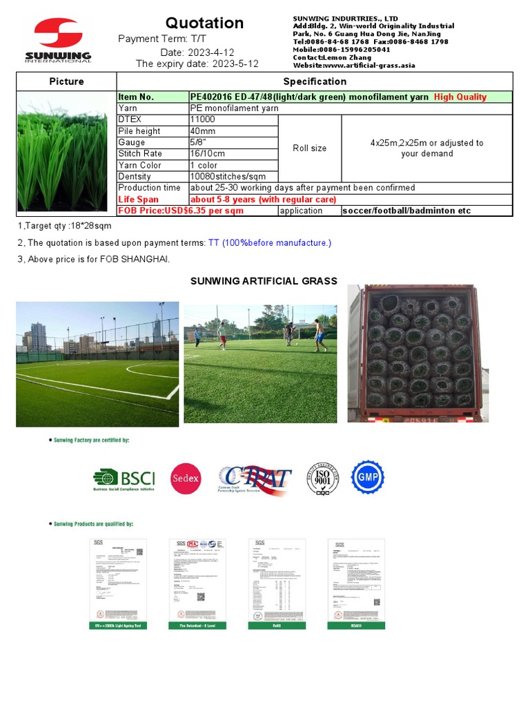 40mm Futsal Grass 230412 PDF | PDF