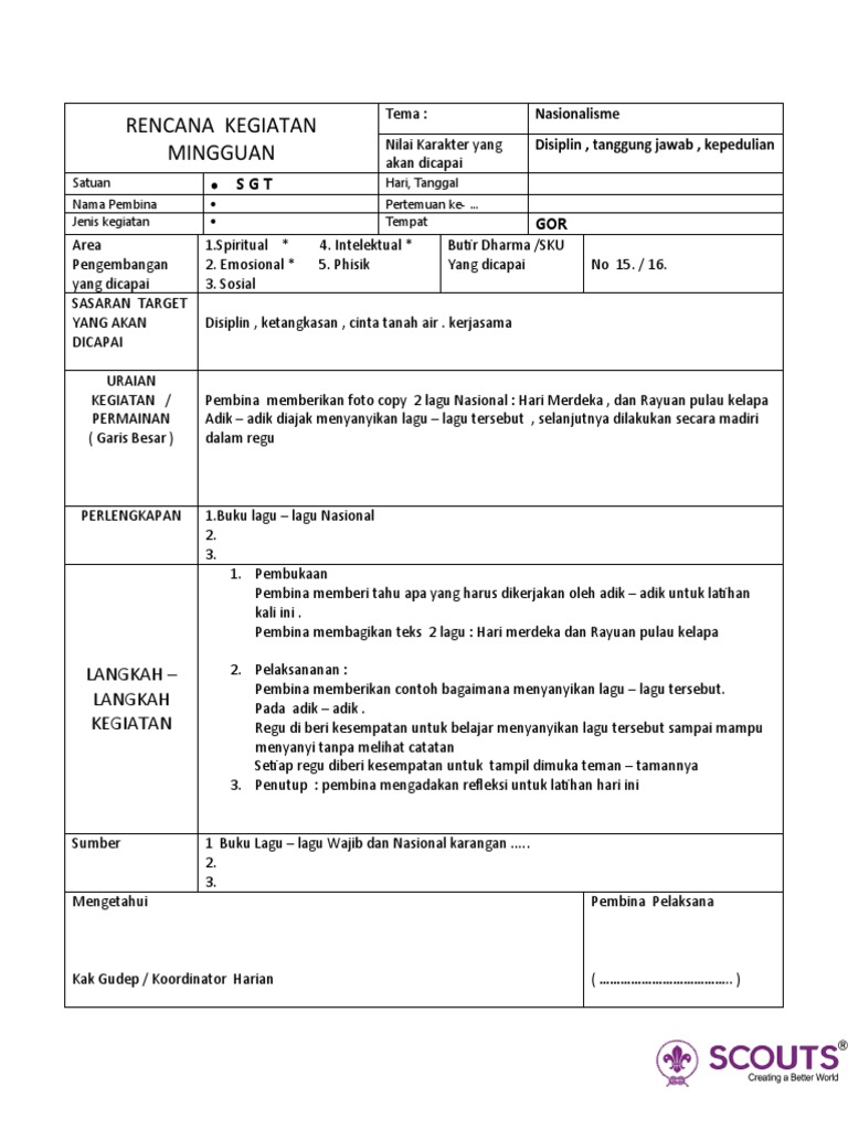 Form Rencana Kegiatan Contoh | PDF