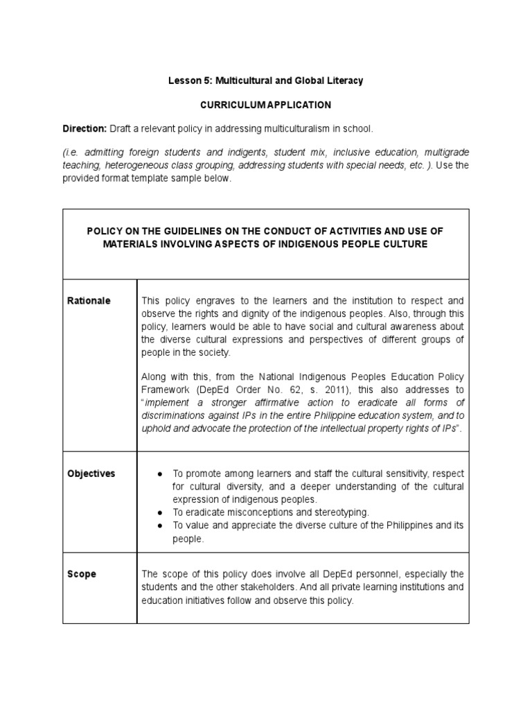 Multicultural and Global Literacy PDF | PDF | Curriculum | Learning