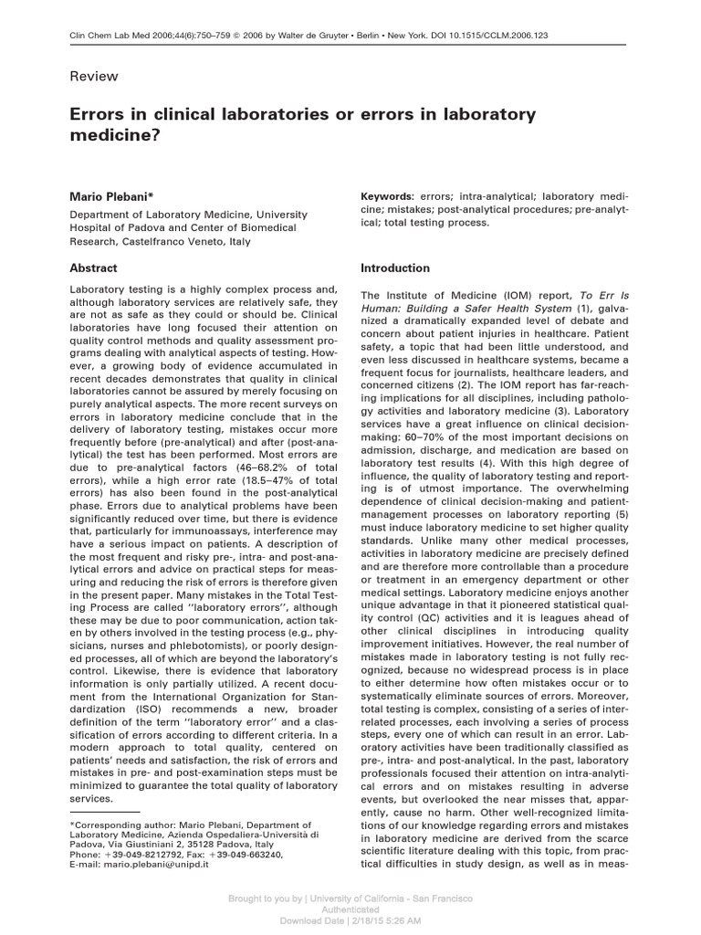 Plebani 2006 | PDF