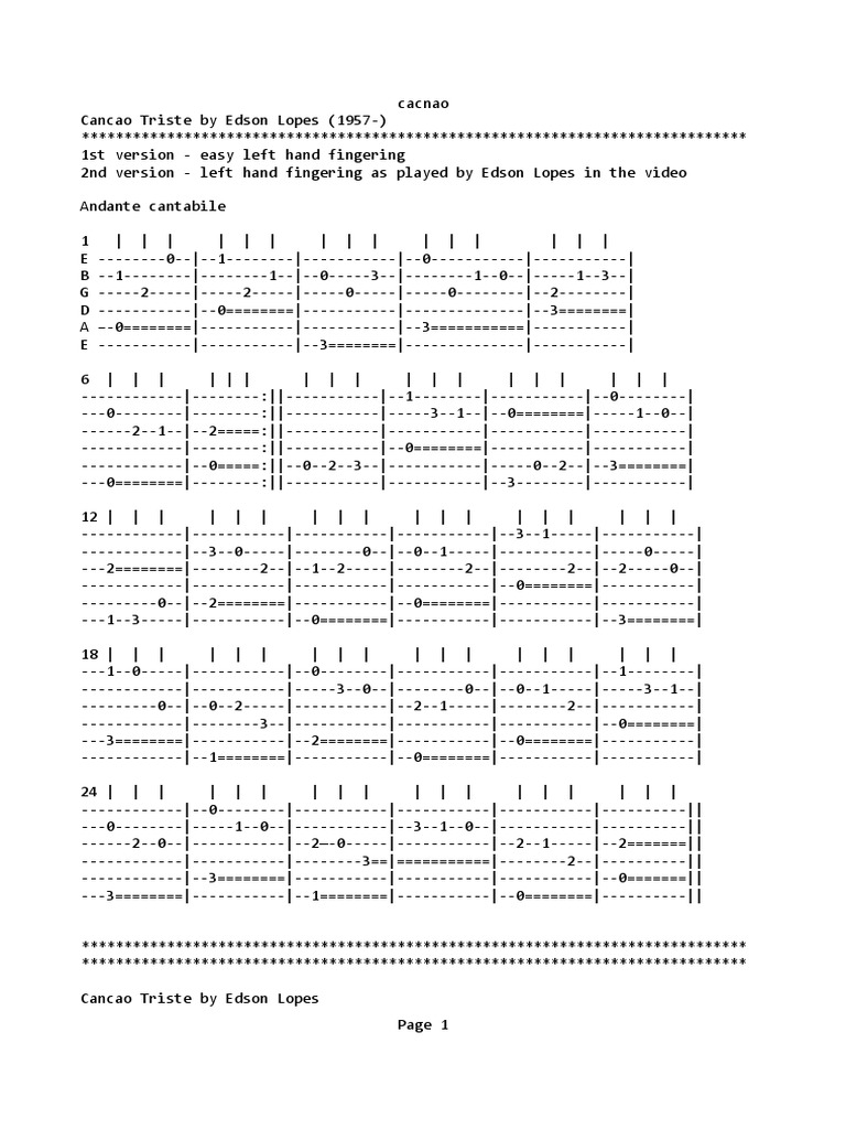 (Free Scores - Com) - Lopes Edson Cana Triste Tab Version 4585 95882 ...