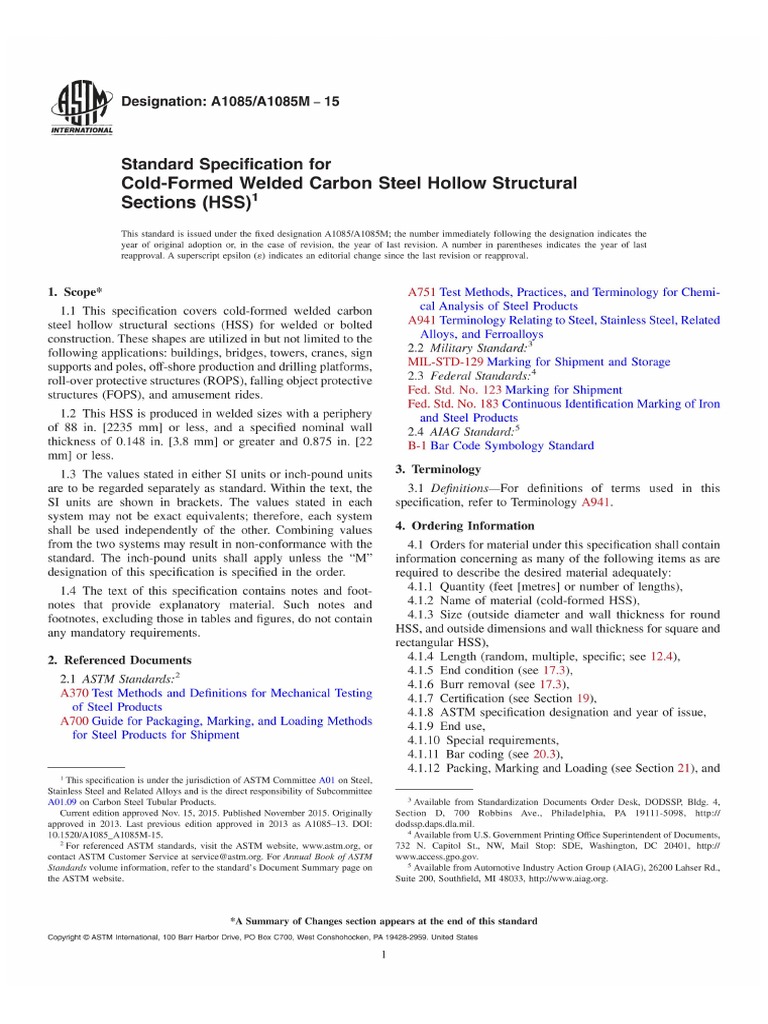Astm A1085 - A1085m 2015 PDF | PDF