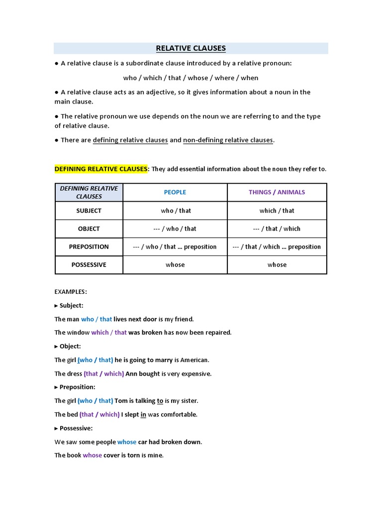 Relative Clauses PDF | PDF