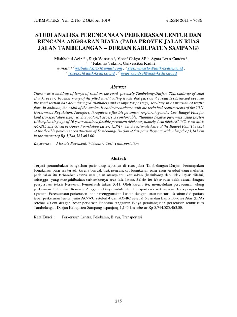 ojsunik,+Journal+manager,+Studi+Analisa+Perencanaan+Perkerasan+Lentur+Dan+Rencana+Anggaran ...