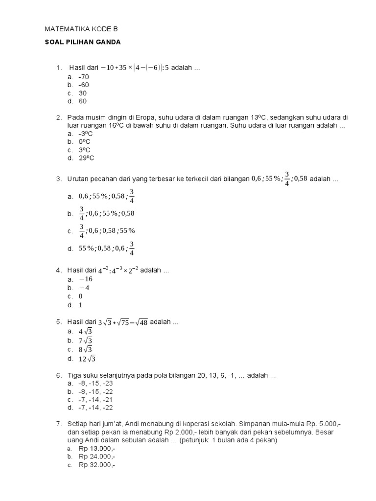 [MAT] (A) NASKAH SOAL US 2023 | PDF