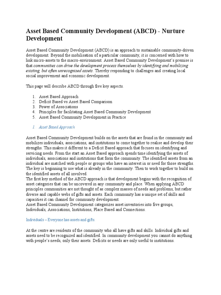 Asset Based Community Development | PDF