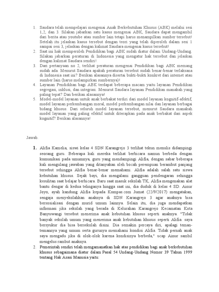 Tugas 1 Pengantar Pendidikan ABK | PDF