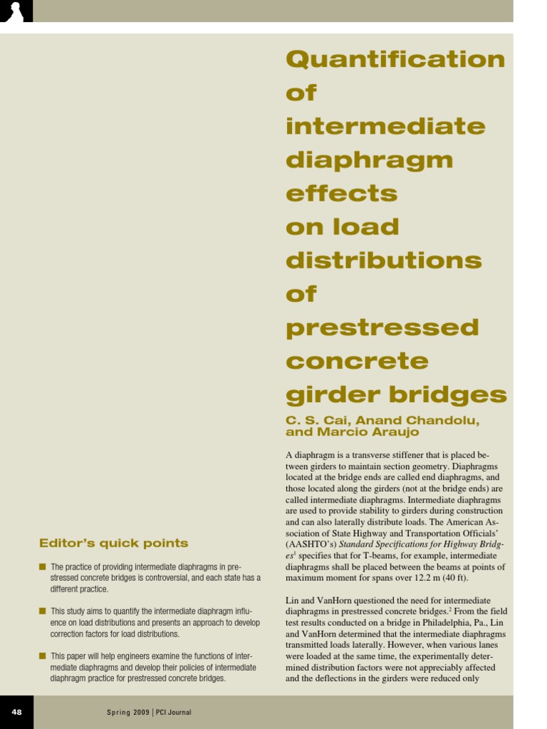 Quantification of Intermediate Diaphragm Effects On Load Distributions of Prestressed Concrete ...