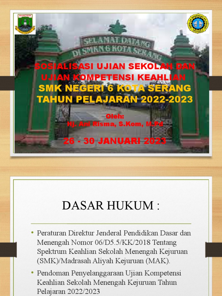 Presentasi Ortu Usek Dan Ukk SMKN 6 Kota Serang TP 2022-2023 | PDF