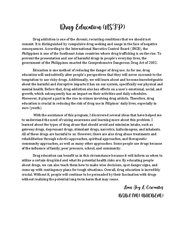 Drug Education NSTP PDF | PDF