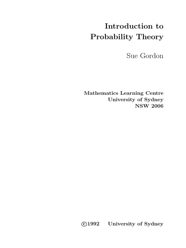 Introduction To Probability Theory PDF | PDF