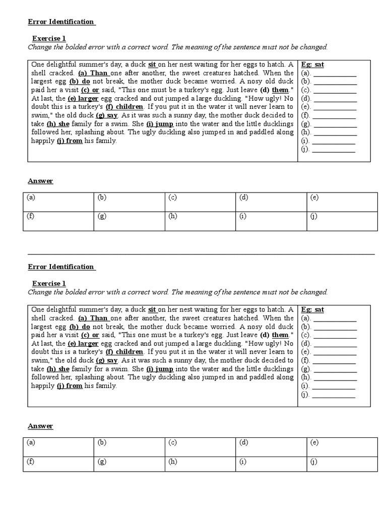 Error Identification Ex 1 | PDF | Ornithology | Aviculture