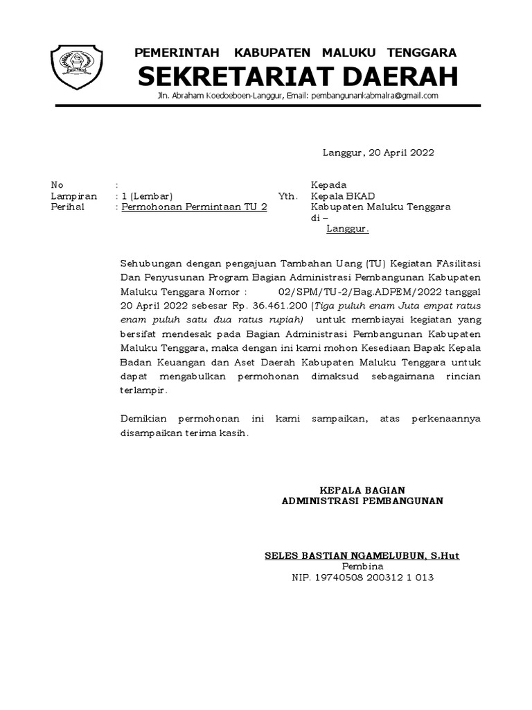 Permohonan Permintaan TU2 | PDF