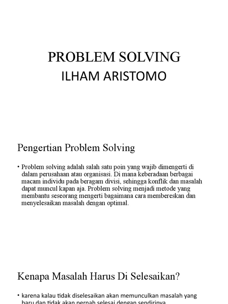 Materi 3 (PROBLEM SOLVING) | PDF | Karier & Perkembangan | Pengembangan ...